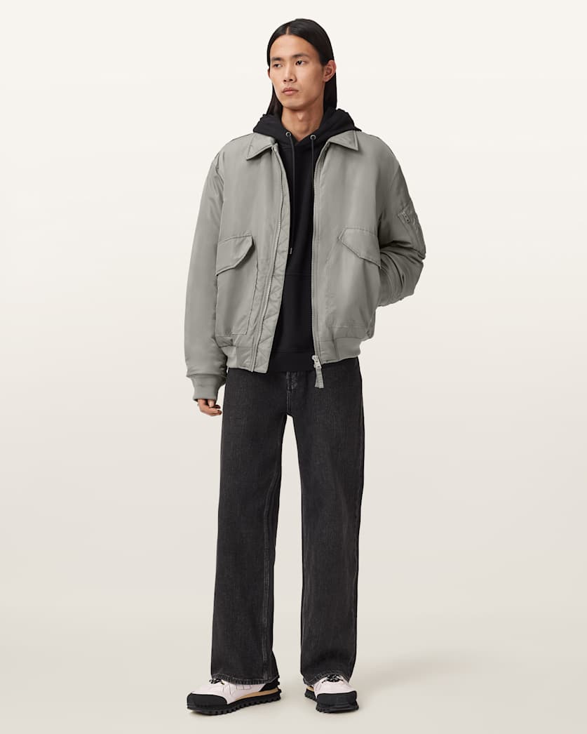 Camber Oversized Bomber Jacket Warm Grey | ALLSAINTS US
